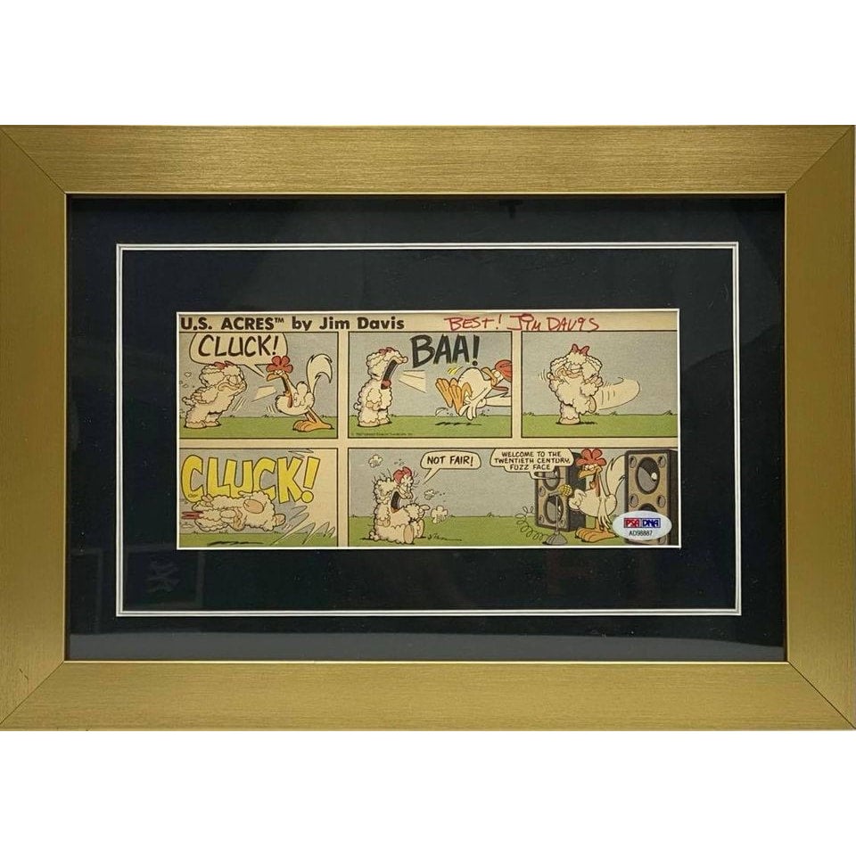 Jim Davis signed US Acres signed Comic Strip Framed with PSA COA ...