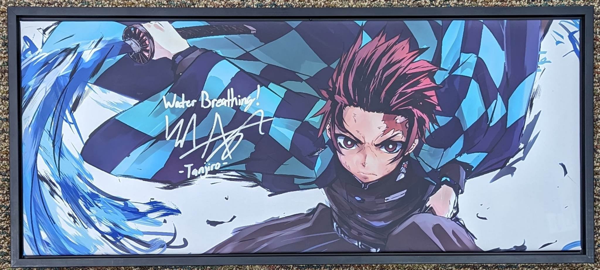 Zach Aguilar signed 11x25 canvas. JSA certified. Tanjiro Demon Slayer ...
