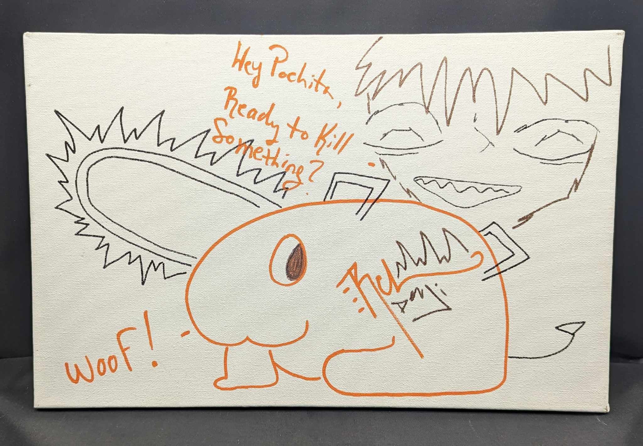 Ryan Colt Levy signed and hand drawn 11x17 canvas. Chainsaw Man ...