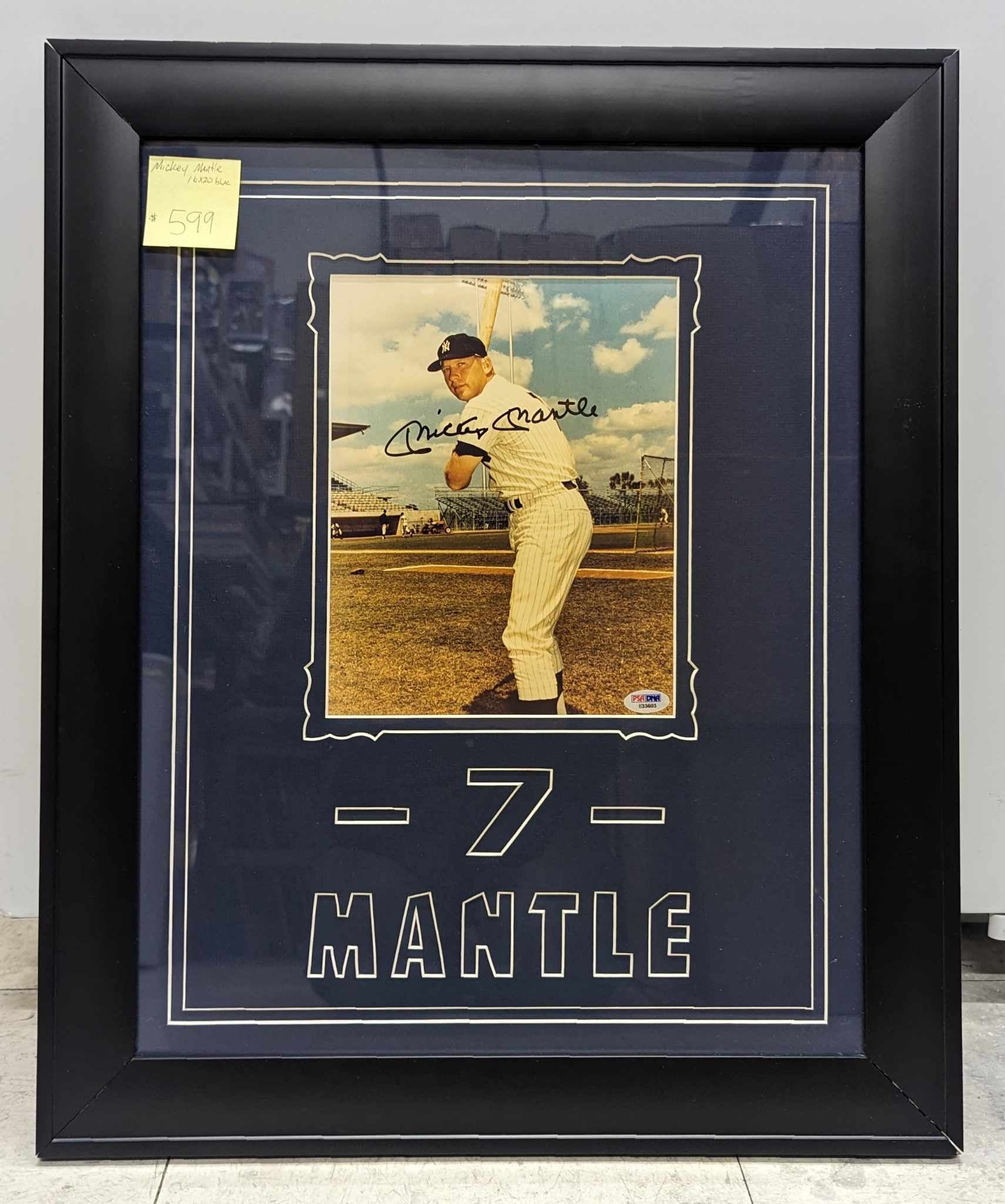 Mickey Mantle signed 16x20 framed. PSA certified with original bill of ...